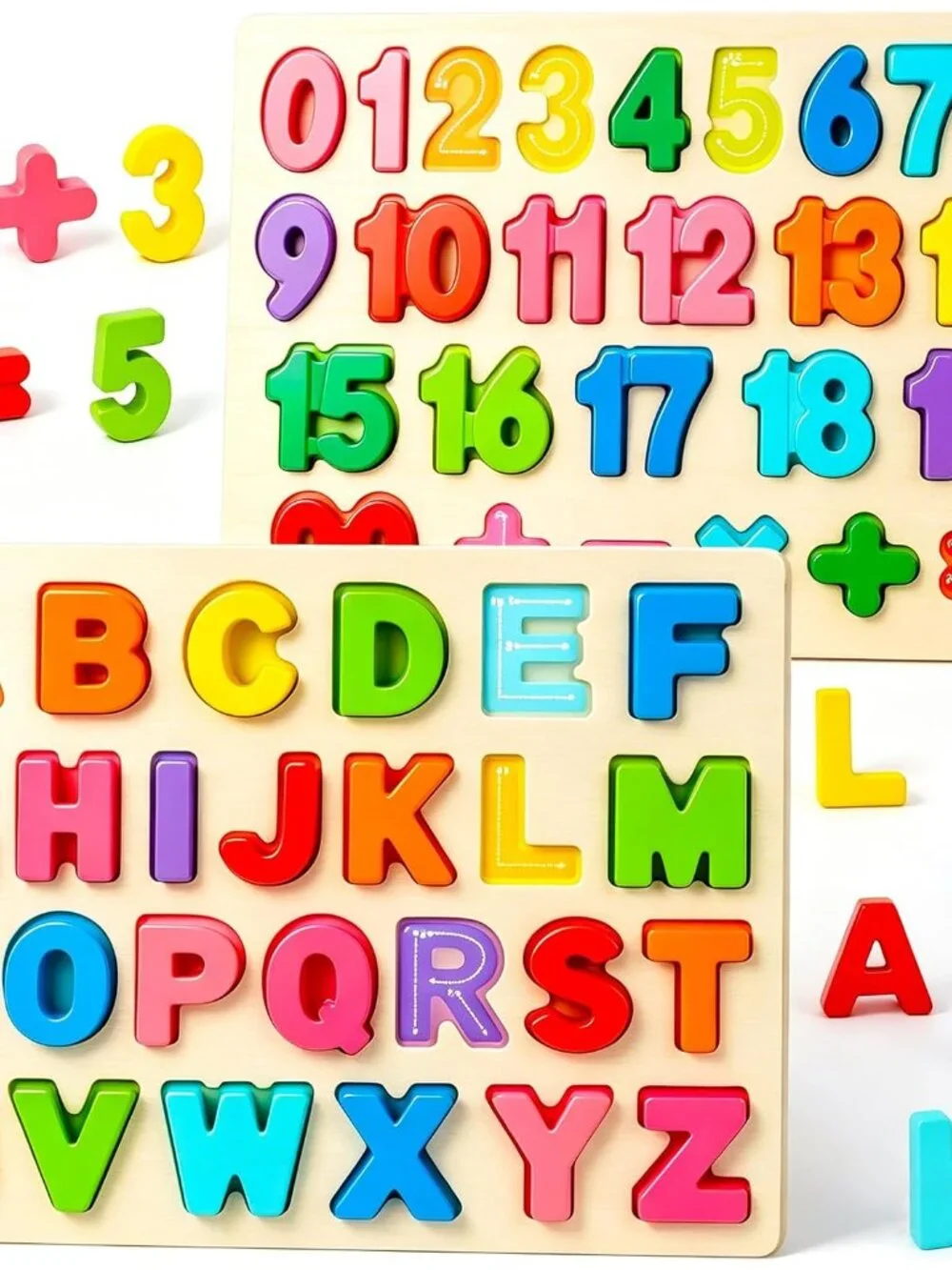 Toys | Wooden Puzzles For Toddlers Alphabet And Number Shape Puzzle ...